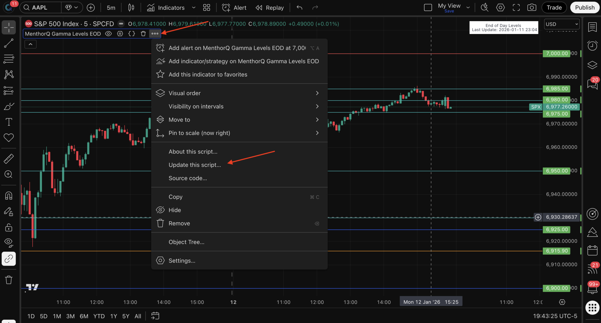 MenthorQ Gamma Levels indicator in TradingView Guide - MenthorQ