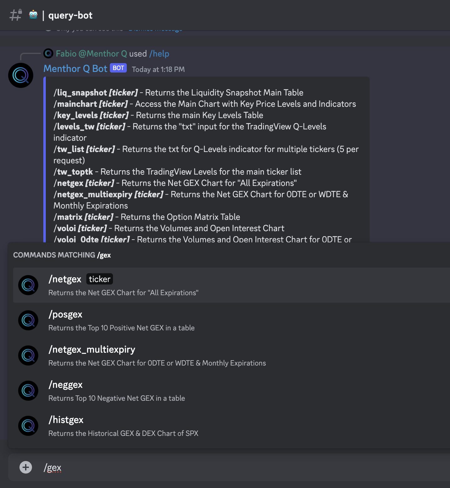 Discord AI Bot Commands - Menthor Q
