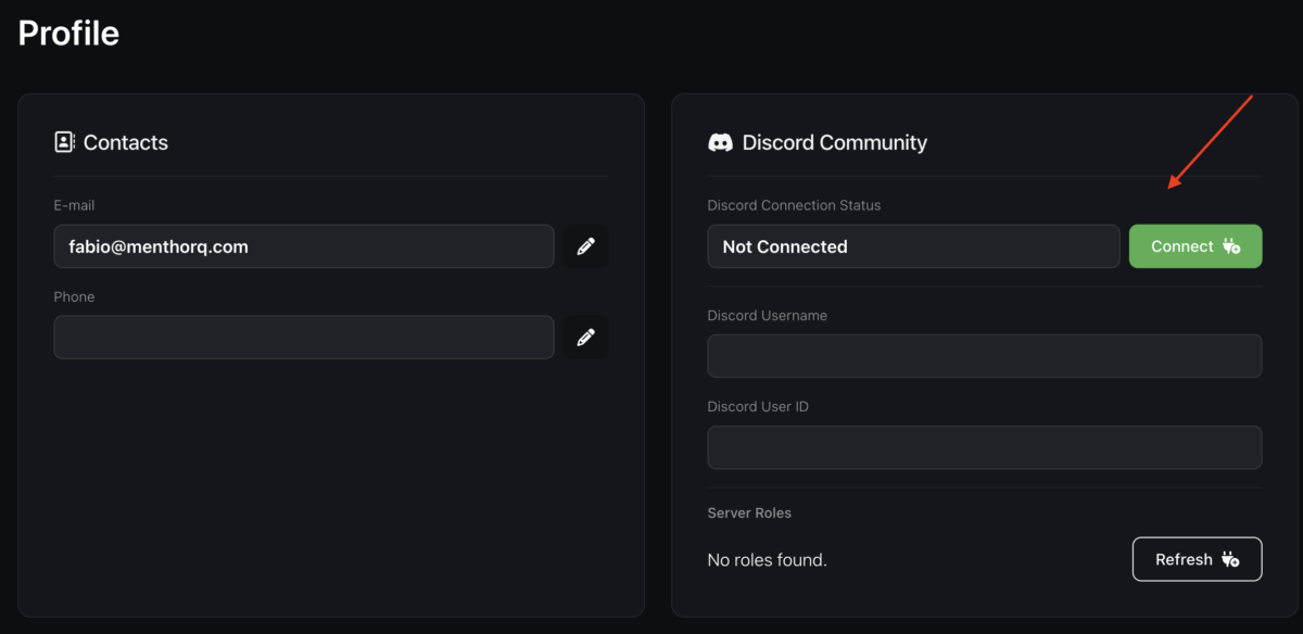 How to connect your Discord Account - Menthor Q