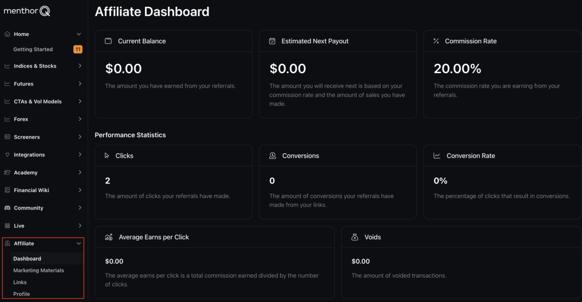 Affiliate Program Setup Guide - MenthorQ