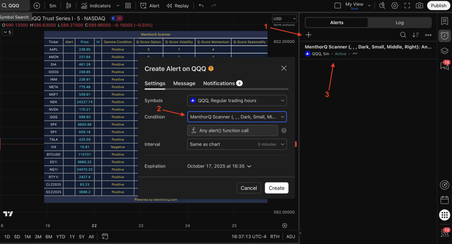 TradingView Scanner Guide - MenthorQ